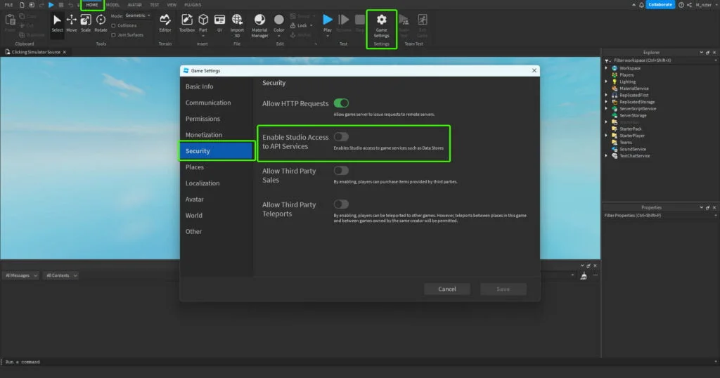 Toggling the API Services - MonzterDev